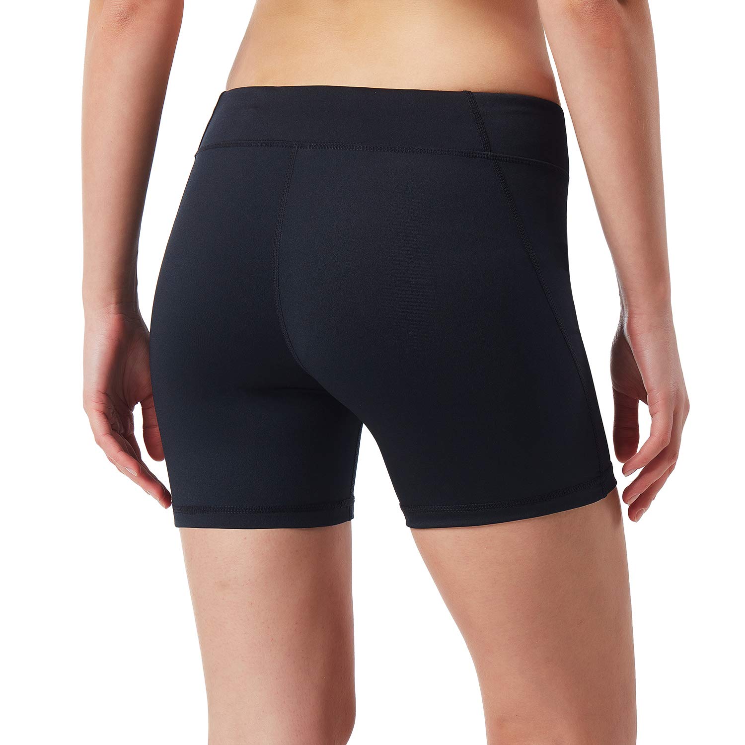 NAVISKIN Women's 4" Active Volleyball Shorts Training Workout Tights Compression Shorts Black Size XL