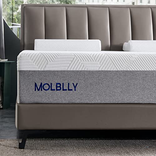 Molblly King Mattress, 12 inch Gel Memory Foam King Size Mattress in a Box, Medium Firm Bed Mattress King, Cool Sleep & Comfy Support, 10 Year Support