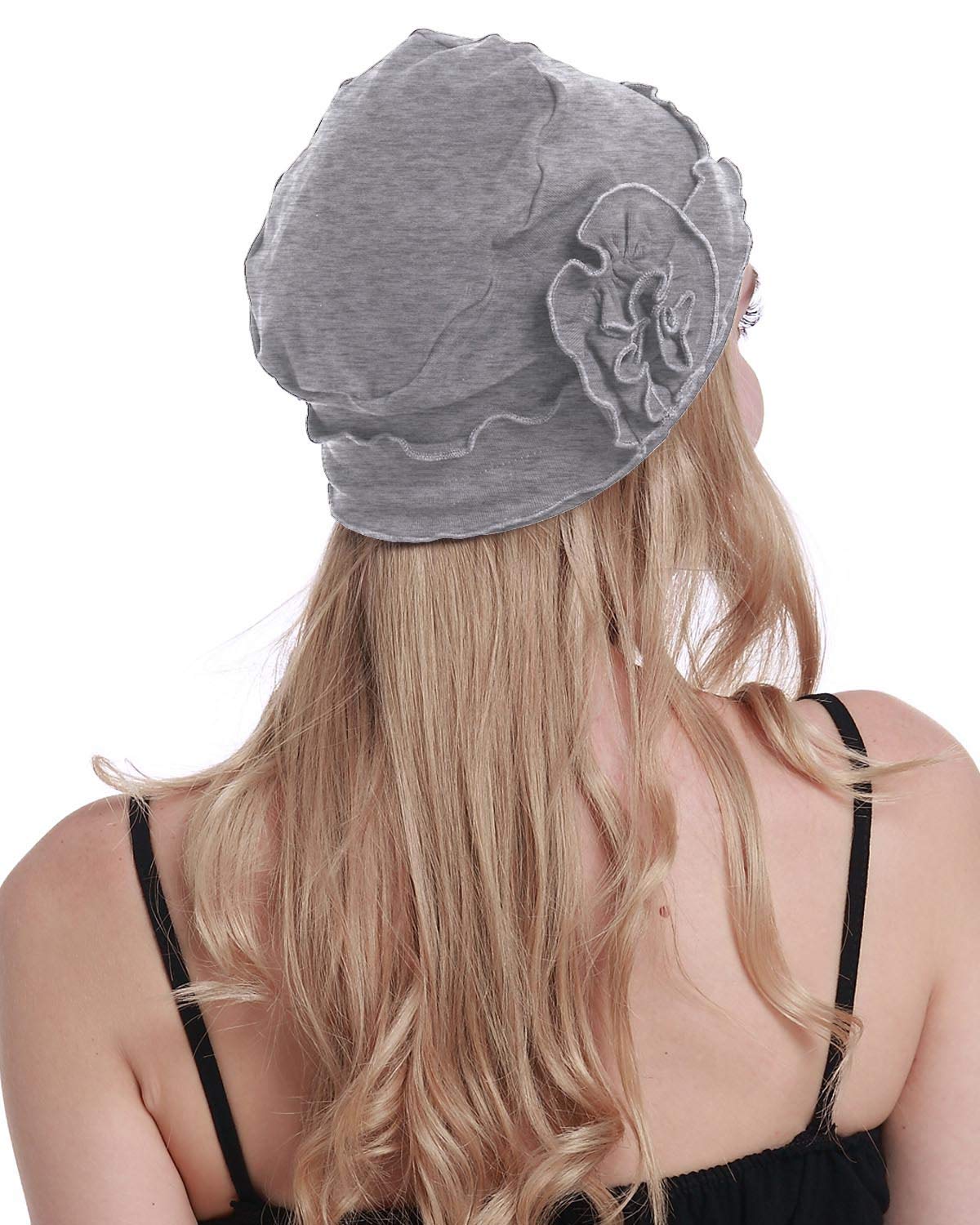 osvyo Chemo Headwear Turban Cap for Women - Cancer Beanie Hair Loss Sealed Packaging Light Grey
