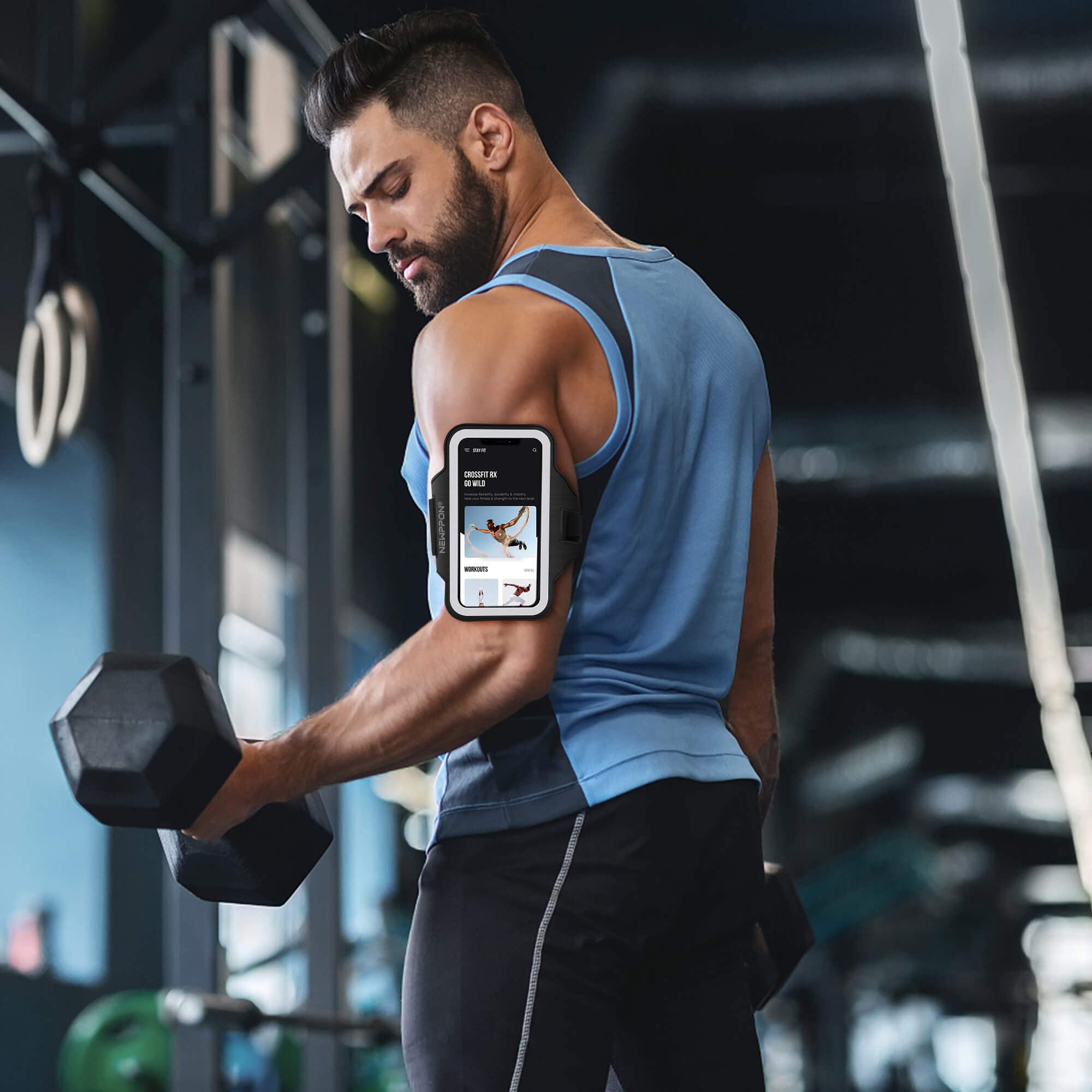 Newppon Cell Phone Running Armband :With Airpods Pro Holder Case for iPhone Pro Max Plus Mini SE (14/13/12/11/X/XS/XR/8/7) Galaxy Ultra Plus Edge Note (22/21/20/10/9/8) & Key Pocket & Adjustable Strap