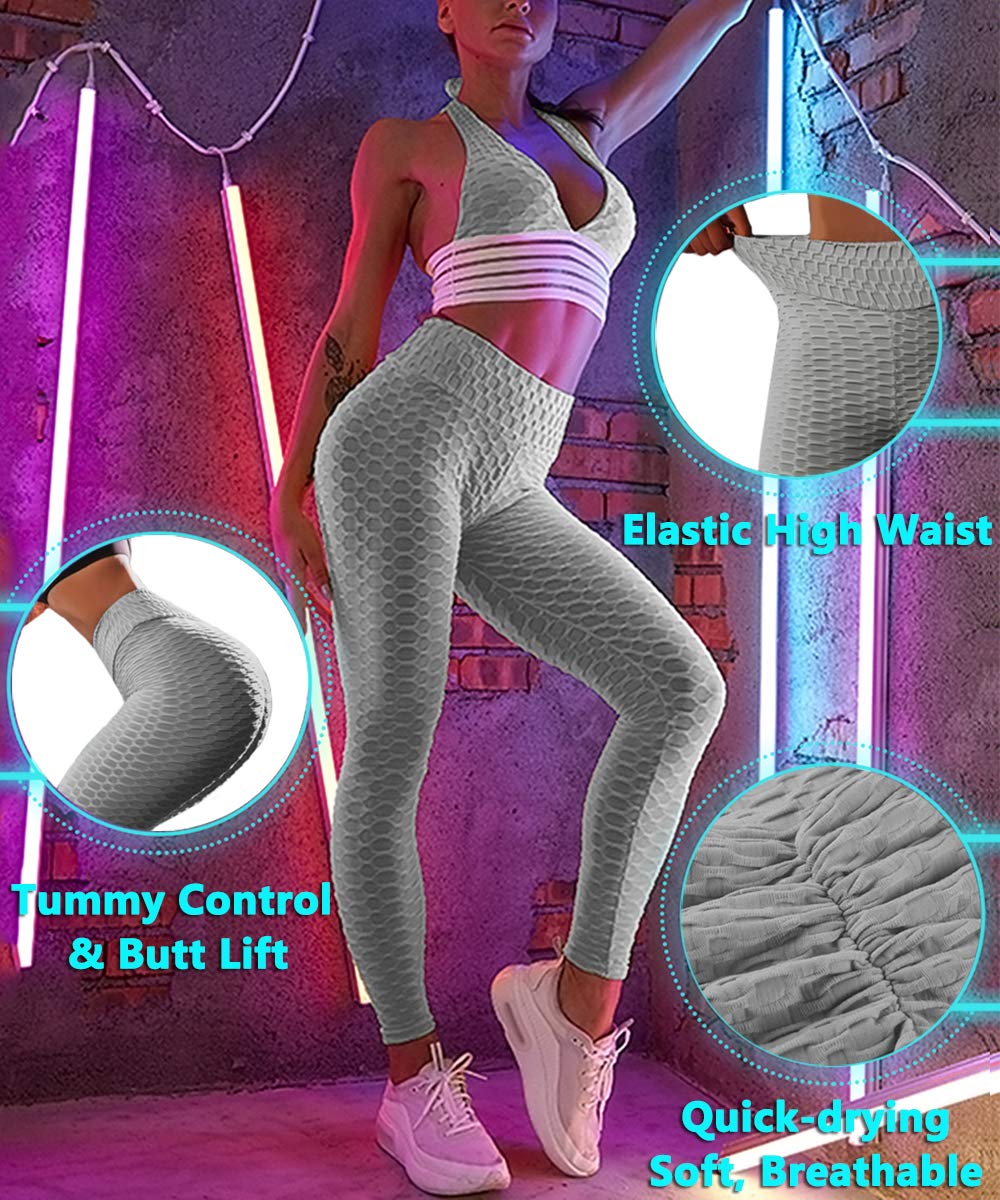 Murandick Booty Butt Lifting Leggings for Women Scrunch High Waist Textured Yoga Workout Pants