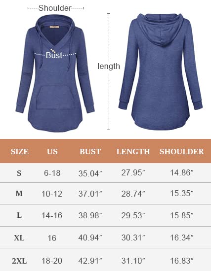Miusey Hoodie Sweatshirts for Women Long Sleeve Blouse with Front Pocket Loose Fit Women Tops for Weekend Workout Home Athleisure Wear Basic Slouchy Pullover V Neck Tunic