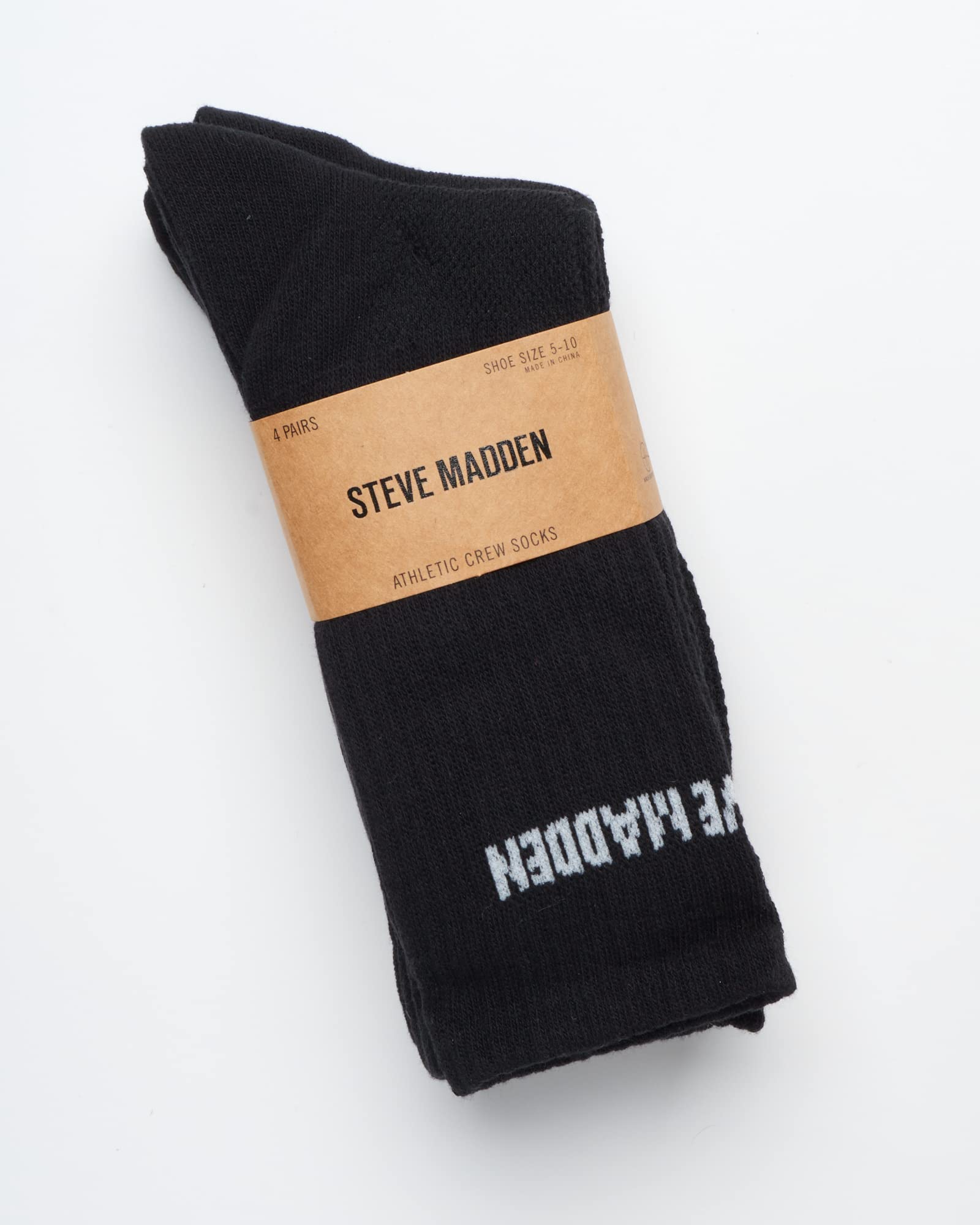 Steve Madden Women's Socks β Athletic Performance Running Socks β Cushion Crew Socks for Women (4 Pack), Size 5-10, Black/Steve Madden