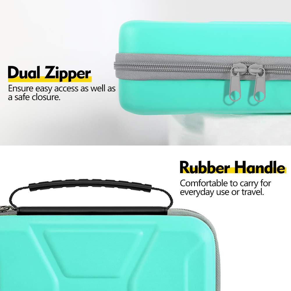 MoKo Carry Case Compatible with Nintendo Switch Lite, Fits AC Wall Charger Adapter, Protective Hard Shell Travel Carrying Case Pouch Compatible with Switch Lite with 20 Games Cartridges - Turquoise