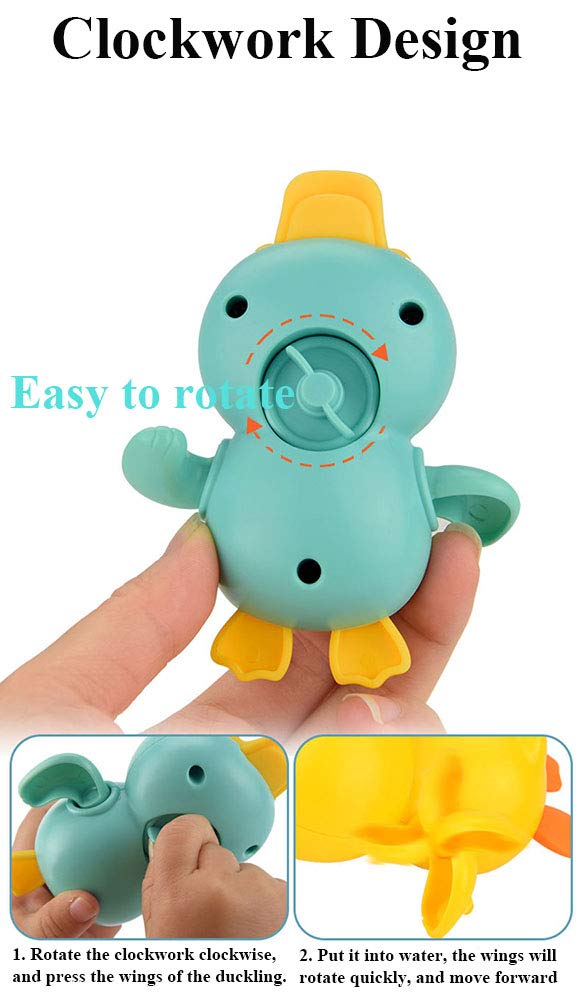 NEXTAKE Kids Bath Toy Wind-up Swimming Duckling Clockwork Bathtub Toy Water Toy for Toddlers (Yellow)
