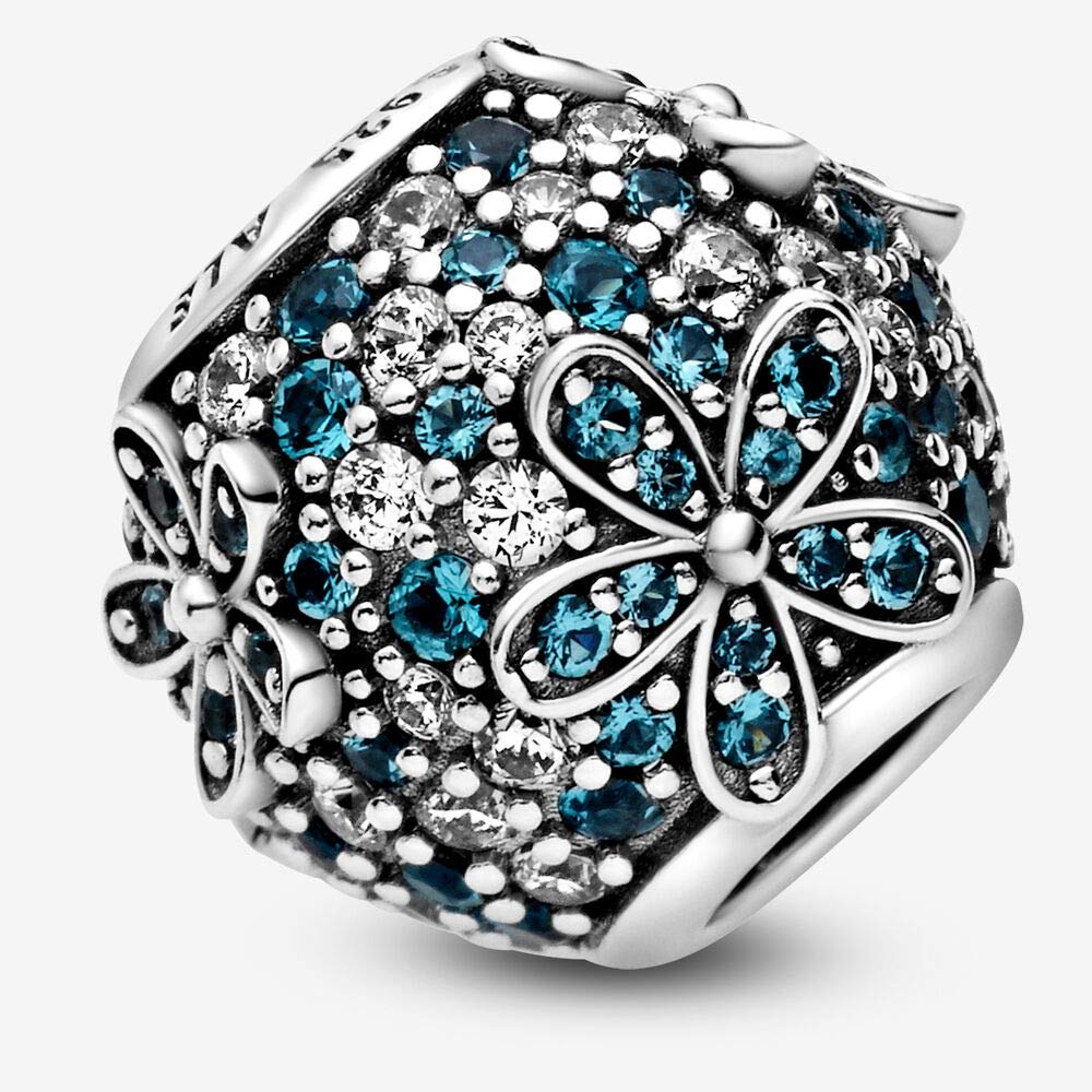 PANDORA Teal Pave Daisy Flower, Teal Crystals