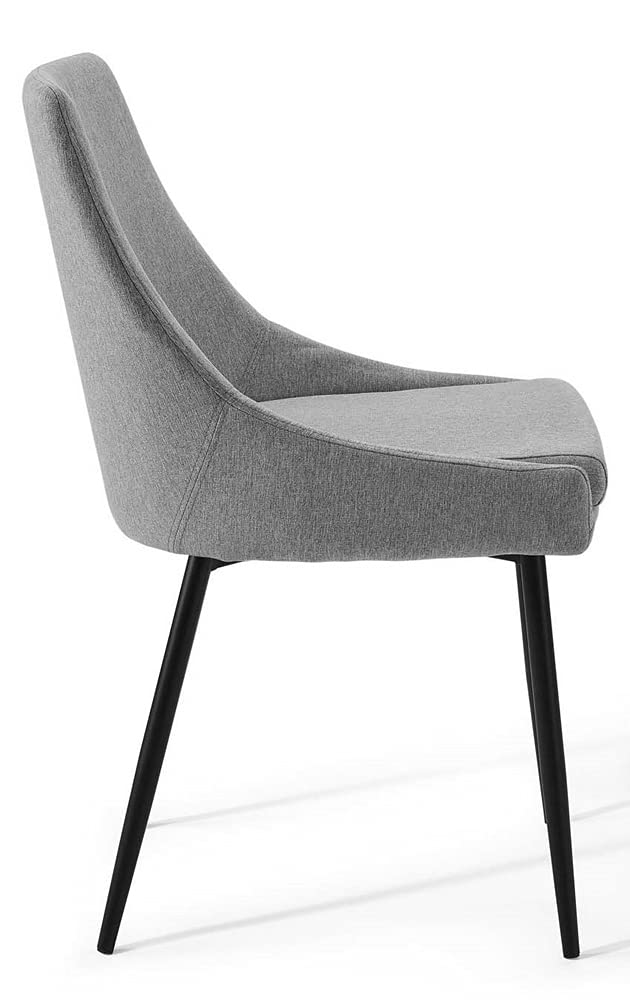 Modway Viscount Upholstered Fabric Dining Chairs - Set of 2, Black Light Gray