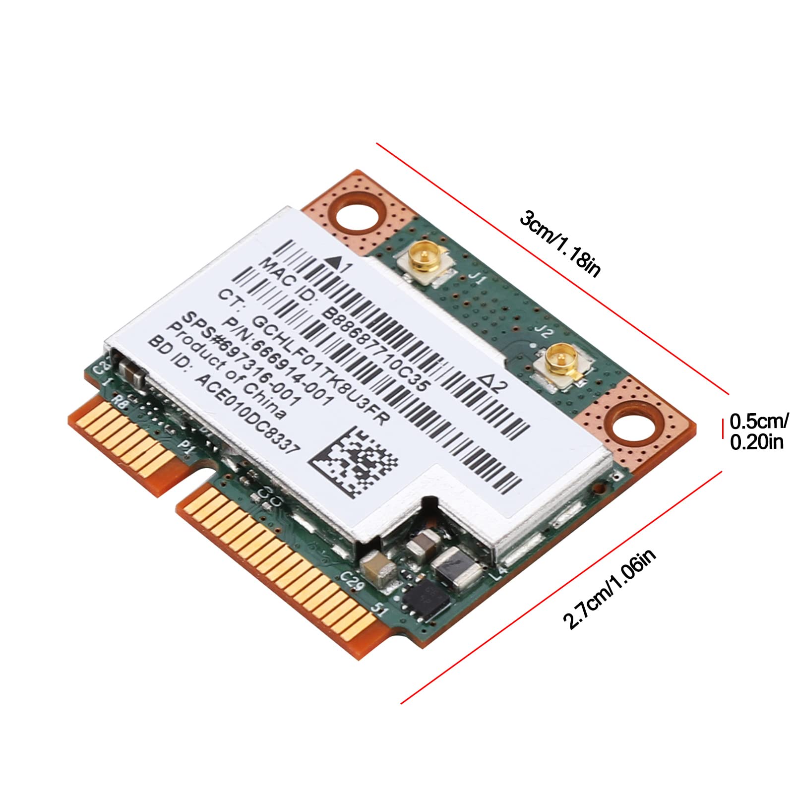 Mini PC-E Wireless Network Card,Bluetooth 4.0 300Mbps 2.4 and 5 GHz Dual-Band PCI-E Wireless LAN Card,Suitable for Broadcom BCM943228HMB,Suitable for Windows 2000/XP/VISTA/7