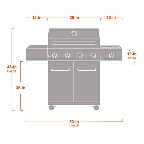 Monument Grills Larger 4-Burner Propane Gas Grill Stainless Steel Heavy-Duty Cabinet Style with LED Controls & Side Burner