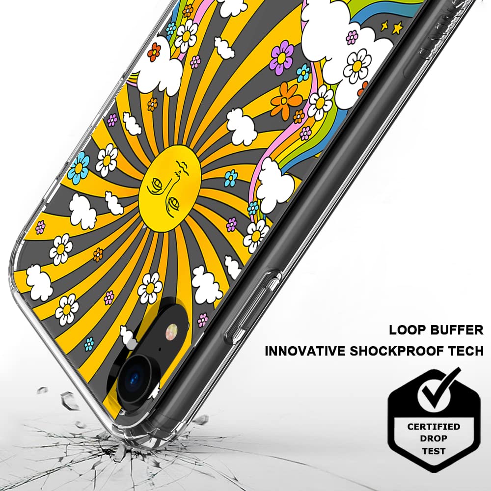 MOSNOVO Compatible for iPhone XR Case, Clear Cloud Pattern Print Design Girl Women with Transparent TPU Bumper Protective Hard Back Case Cover for iPhone XR