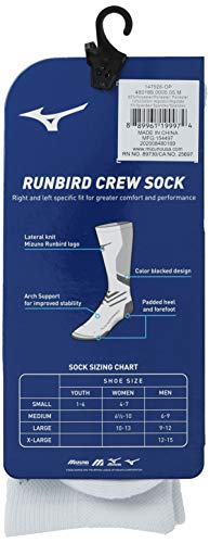 Mizuno Volleyball Runbird Crew Socks, White, Medium