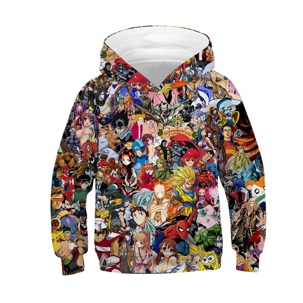 NEWCOSPLAY Boys Hoodies Hooded Sweatshirt 3D Novelty Pullover with Pocket for Girls Kids 6-14 Years(15-Light, Small)