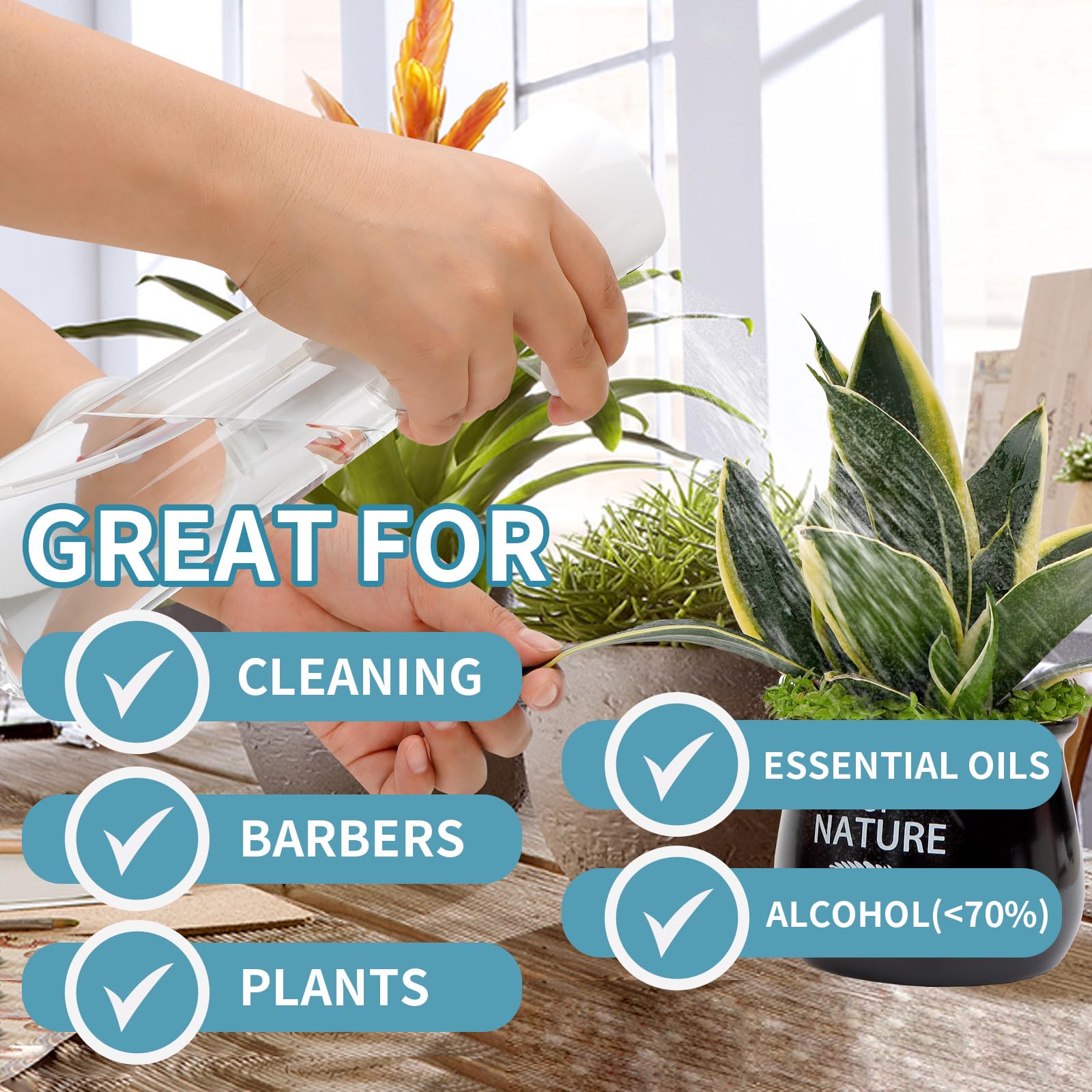 MEIPO Continuous Spray Bottle for Hair Reusable Beauty Spray Bottle Mist Sprayer For Clean Plant Styling Tools & Appliances (1Pcs Clear 10oz)