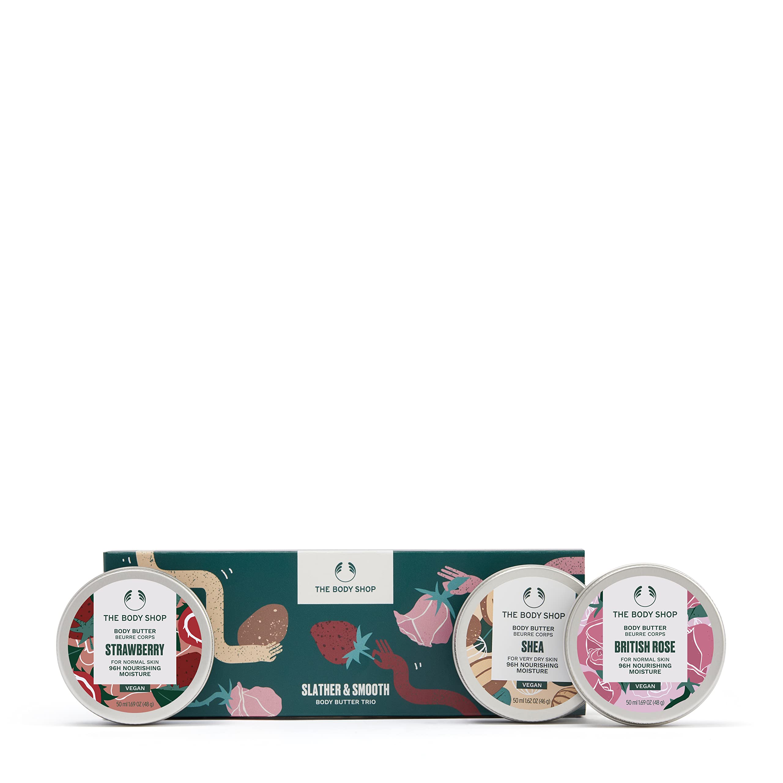 The Body Shop Slather & Smooth Body Butter Trio Gift Set for Dry Skin, Vegan