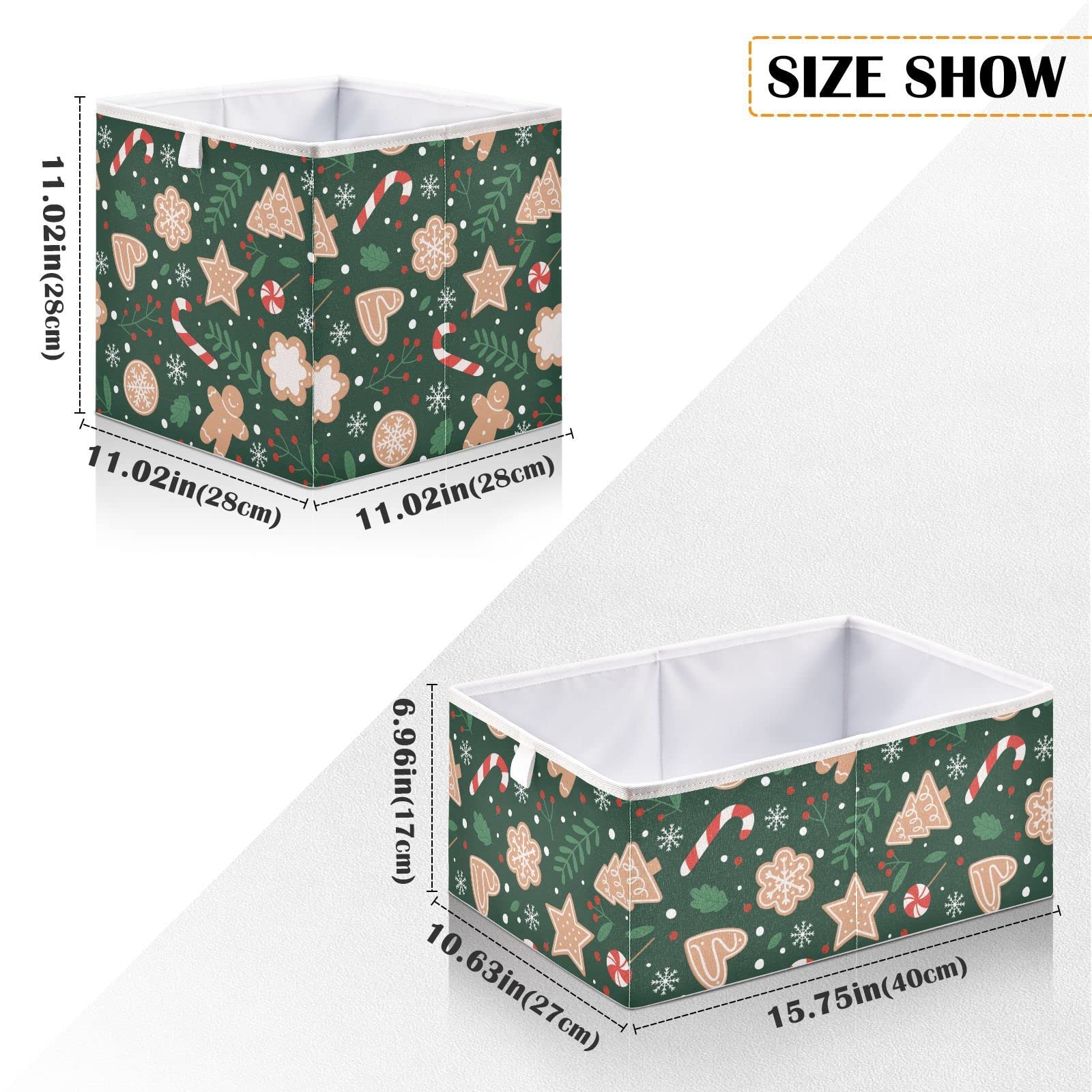 NFMILI Storage Bins (Christmas Candy) Large Storage Baskets Collapsible Fabric Storage Cubes Organizer with Handles