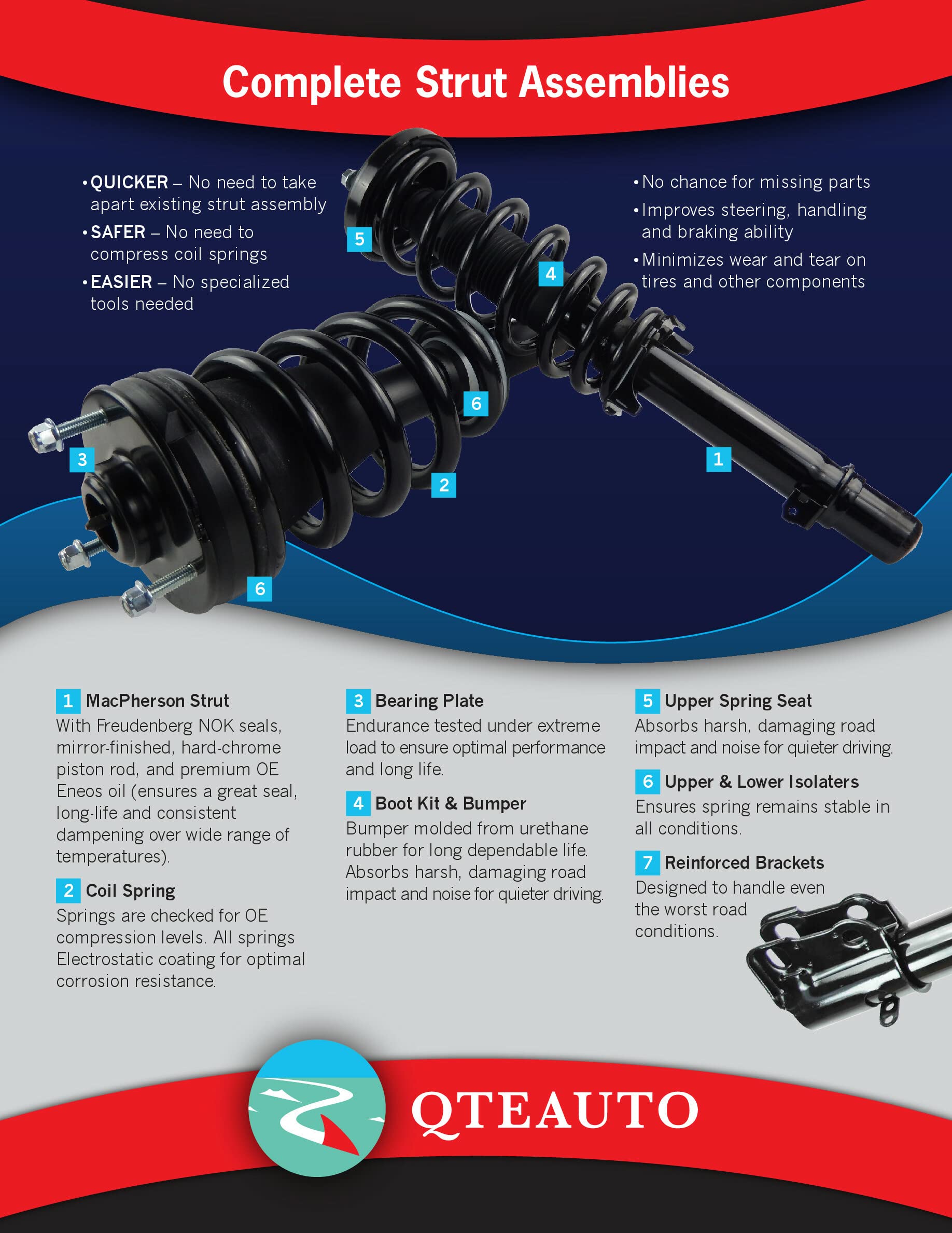PM Auto Front - Rear Quick Complete Strut-Shock For 1998-2003 Toyota Sienna