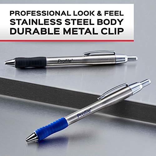 Paper Mate Profile Ballpoint Pens, Retractable Pen with Stainless Steel Barrel, 1.0 mm, Black Ink, 12 Count