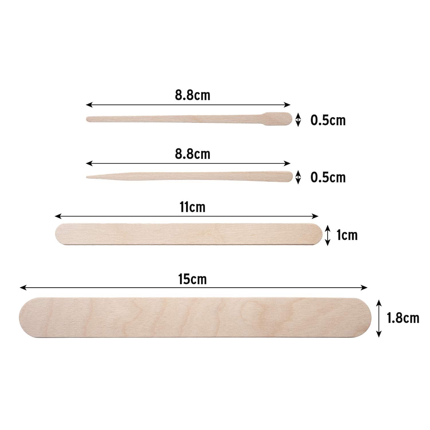 ONUPGO 4 Style Assorted Wax Stick Wooden Spatulas Applicator Sticks Wood Waxing Craft Sticks for Hair Removal Eyebrow, 600 Pieces