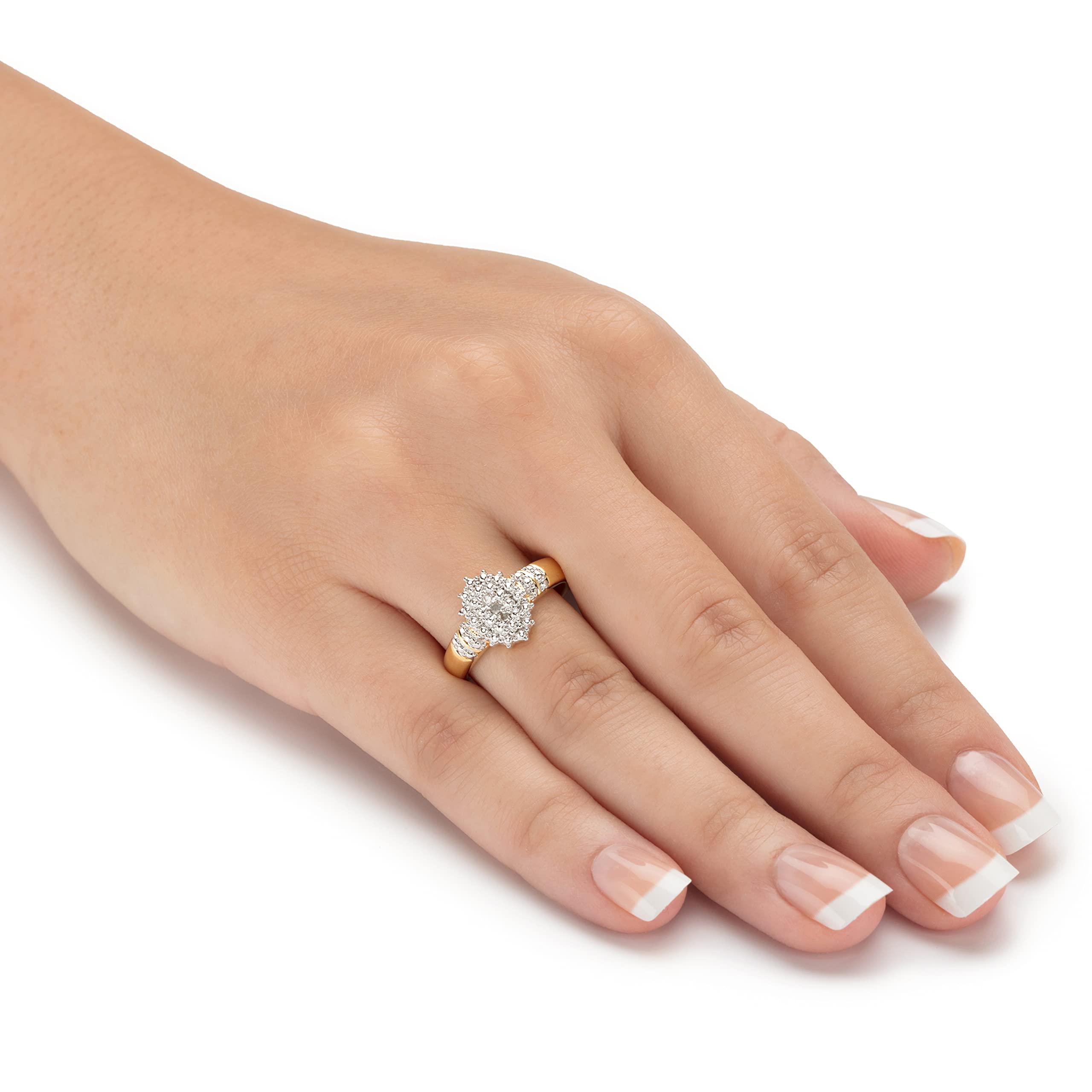 PalmBeach Yellow Gold-plated Genuine Diamond Accent Cluster Engagement Ring Sizes 6-10 Size 7