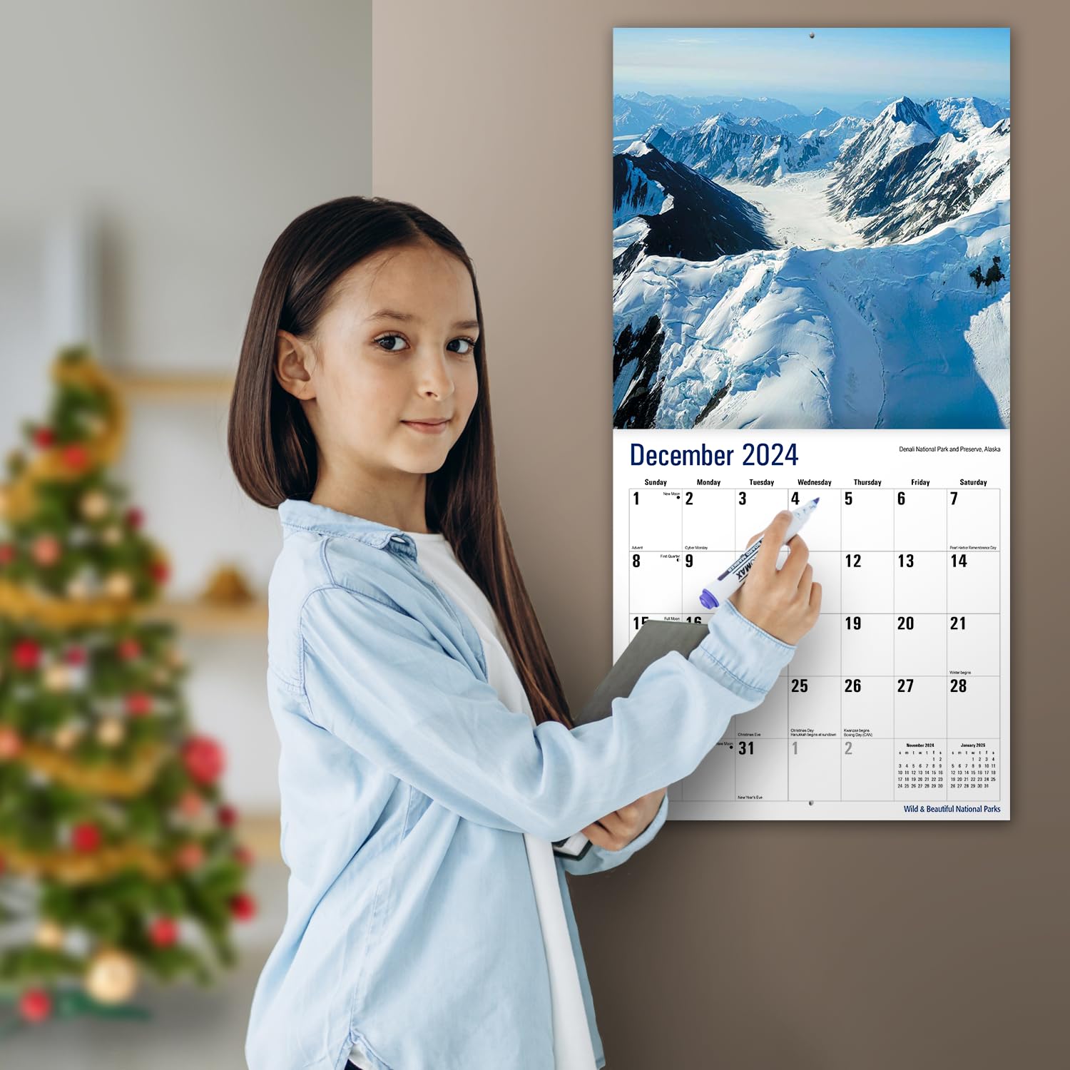 MICASA Wild & Beautiful National Parks 2024 Hangable Monthly Wall Calendar | 12" x 24" Open | Thick & Sturdy Paper | Giftable | Scenic Nature Travel | Explore Our Protected Lands