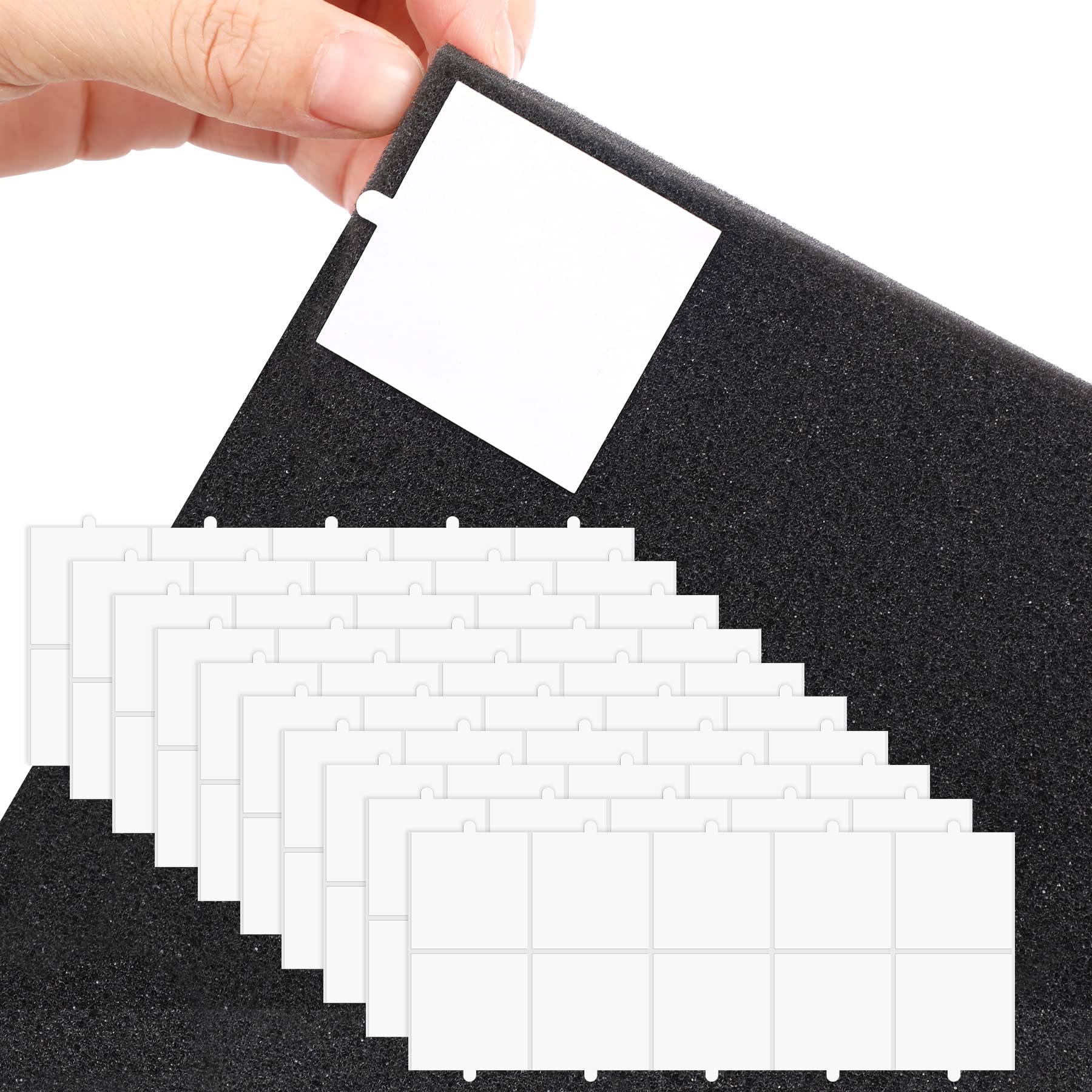 SEPGLITTER 100 Pack Square Double Sided Foam Panel Tape Sticker Strong Pad Mounting Adhesive Tape for Acoustic Soundproofing Foam Panels Heavy Duty Wall Foam Acoustic Panel Tape, 1.58 inch