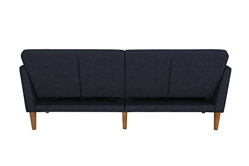 Novogratz Regal Futon with Tufted Linen Upholstery, Navy