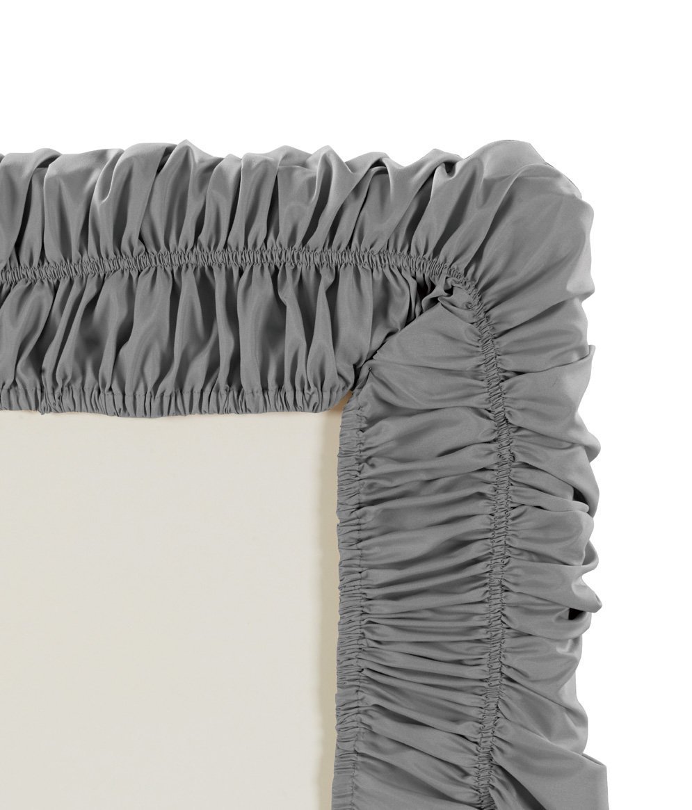 Mk Collection Wrap Around Style Easy Fit Elastic Bed Ruffles Bed-Skirt Queen-King Solid Grey New