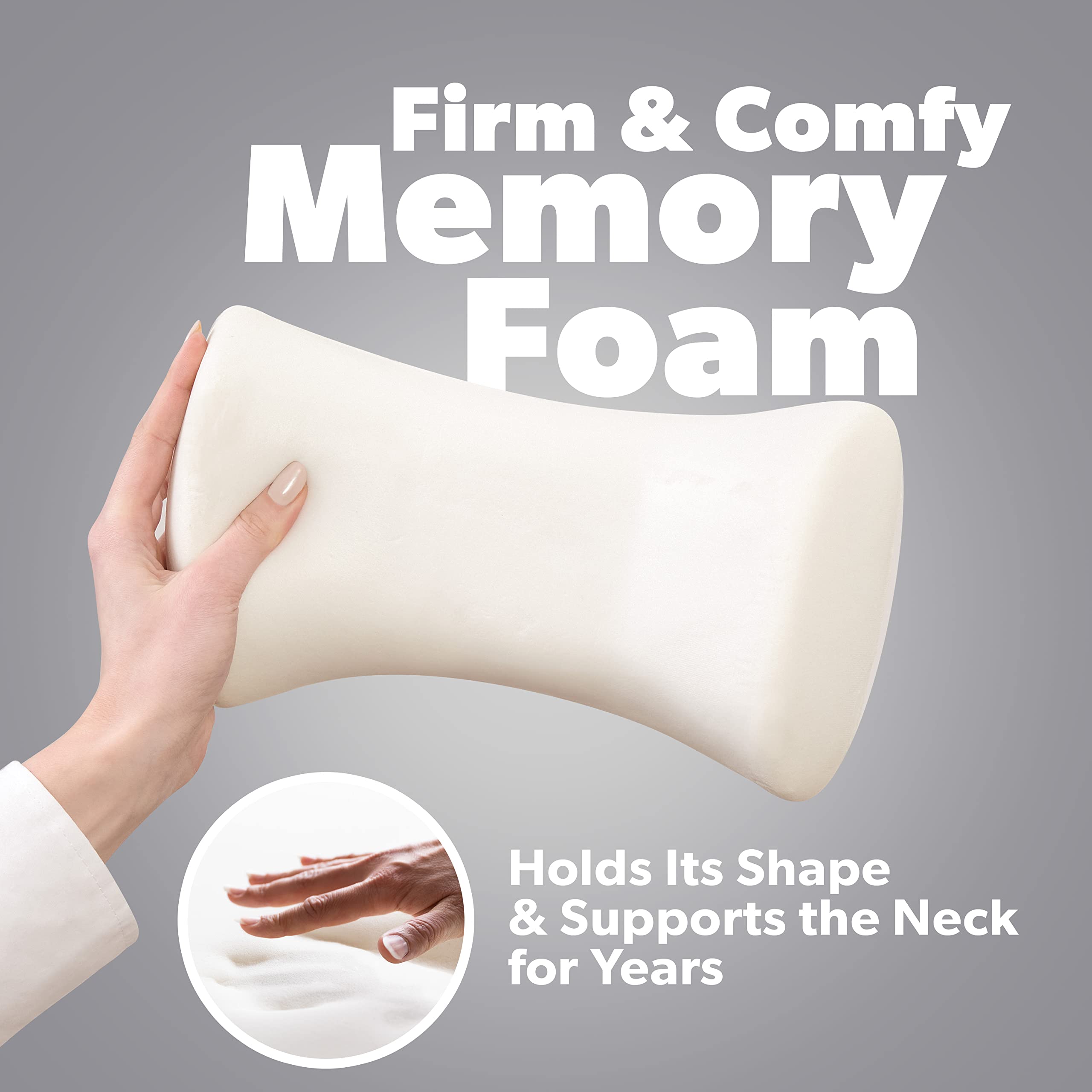 Neck Pillow Headrest Support Cushion - Clinical Grade Memory Foam for Chairs, Recliners, Driving Bucket Seats (Plush Velvet, Gray)