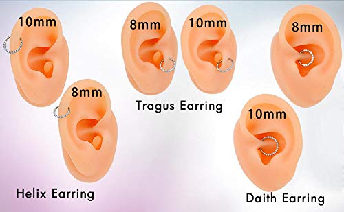OUFER Titanium Daith Earring Hoop Solid G23 Cartilage Tragus Helix Rings 16G Titanium Septum Piercing Jewelry Hinged Segment Hoop With Clear CZ Paved