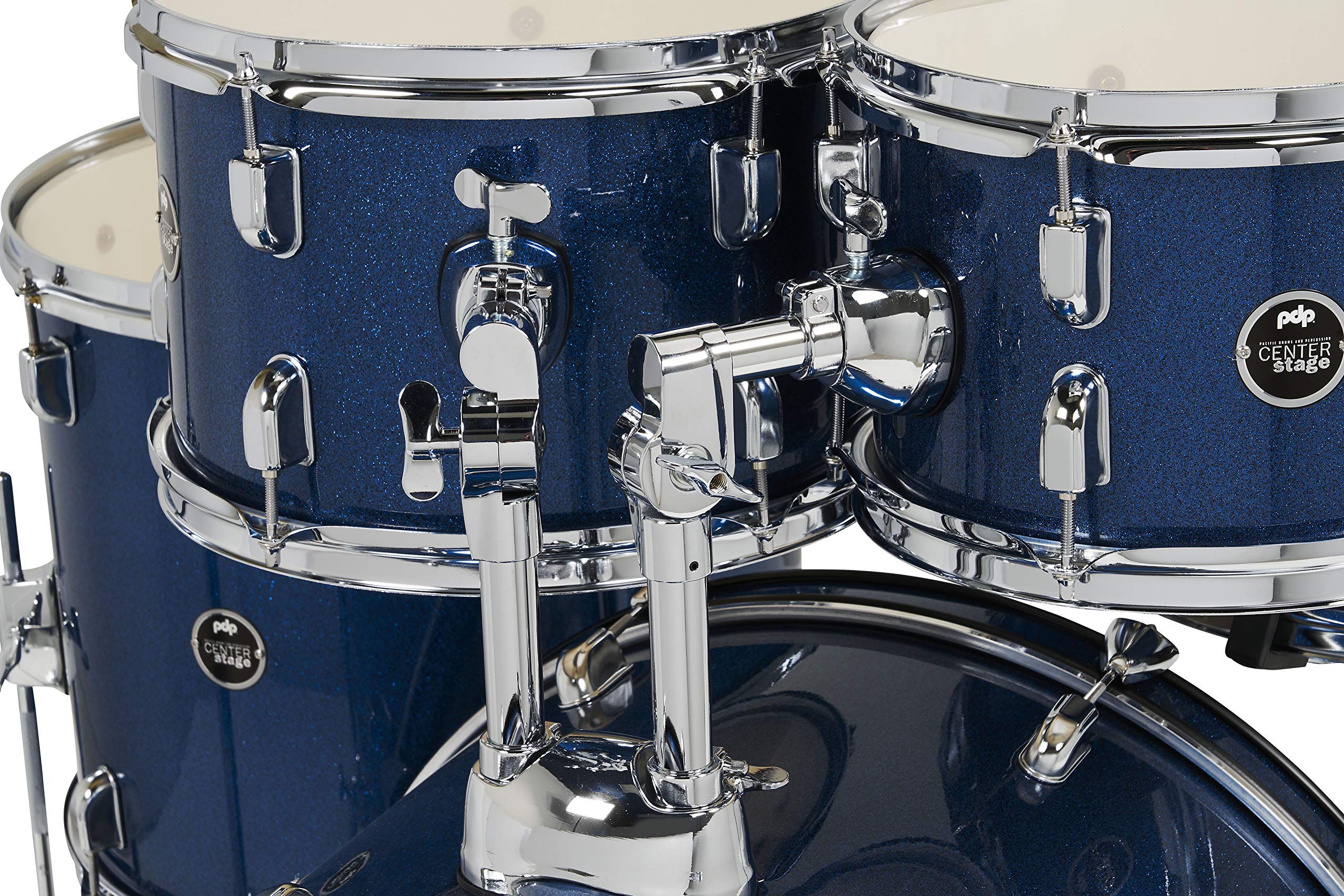 PDP By DW Center Stage Complete Drumkit, 5 Drum Set, Royal Blue Sparkle, 7x10, 8x12, 12x14 Floor, 14x20 Kick, 5x14 Snare (PDCE2015KTRB)