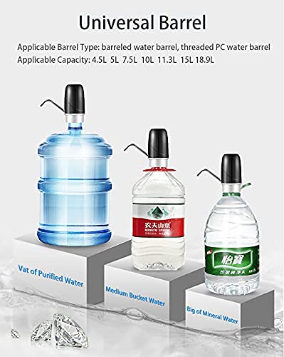 Vshinic Water Bottle Dispenser, Water Bottle Pump USB Charging Automatic Drinking Water Pump Water Jug Pump Electric Water Dispenser Water Bottle Switch for Universal 5 Gallon Bottle - Black