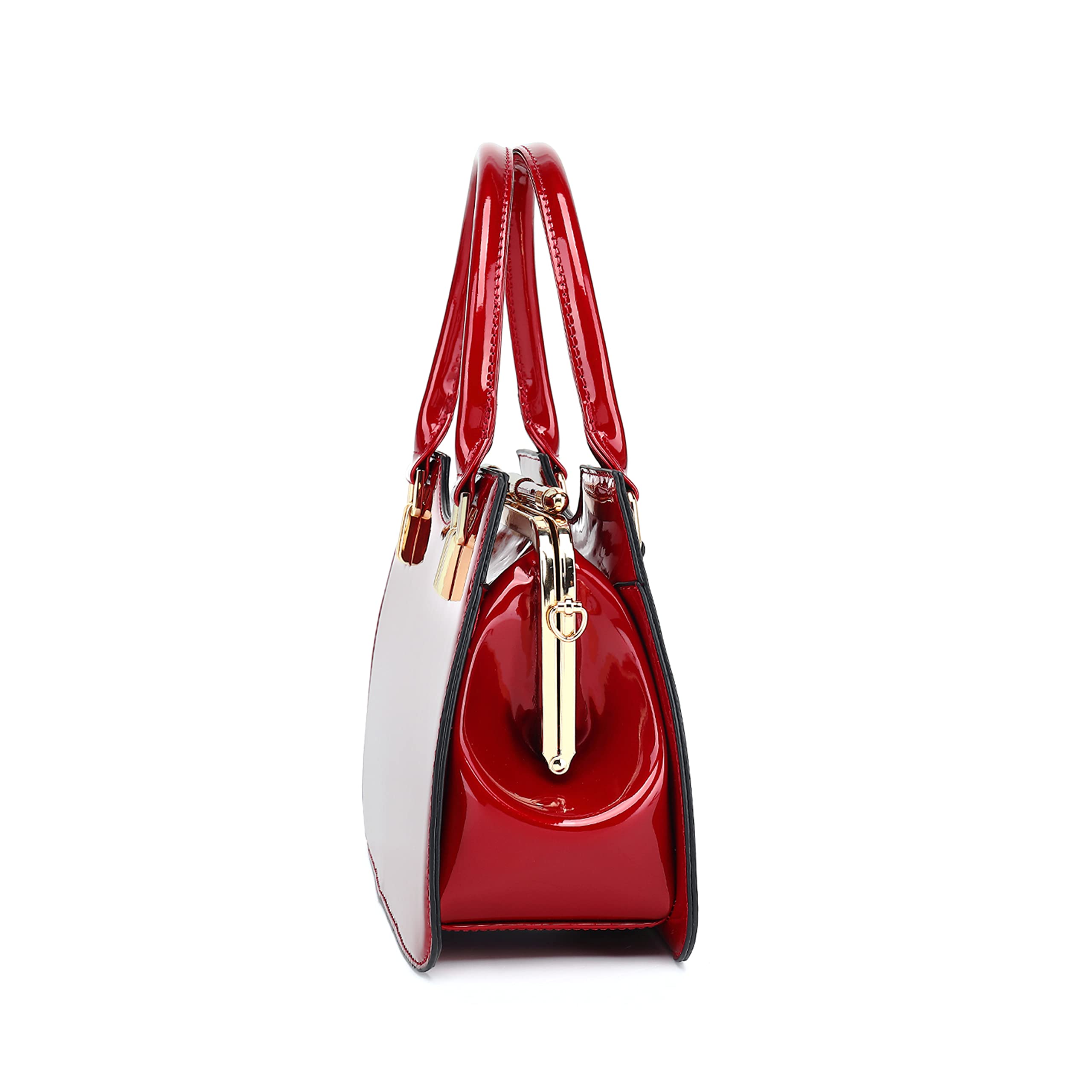 Style Strategy red purses patent leather Satchel handbags for women Top Handle with push button Shoulder bags crossbody for women