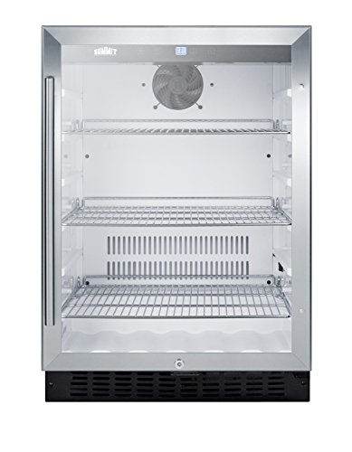 Summit SCR2464 24" Built-In Undercounter Glass Door Beverage Center with Lock, Glass/Black
