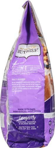Rachael Ray Nutrish Longevity Premium Natural Dry Cat Food, Chicken with Chickpeas & Salmon Recipe, 3 Pounds