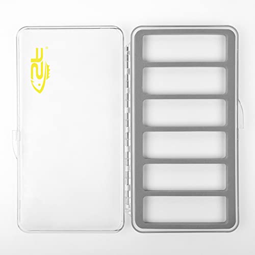 SF Large Magnetic Fly Box Slim Floatable for Fly Fishing Super Thin Fishing Boxes Clear Multi 6 Compartments Tackle Box Small for Fly Hooks Fly Tying Beads