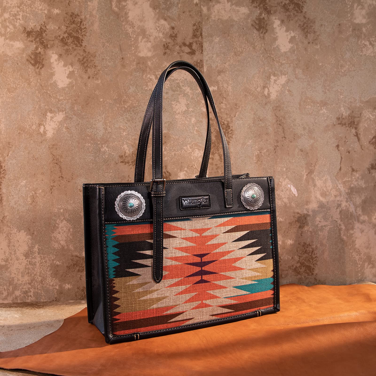 Montana West Western Tote Bag for Women Aztec Tapestry Tooled Collection Concealed Carry Oversized Handbag MW1175G-8317BK