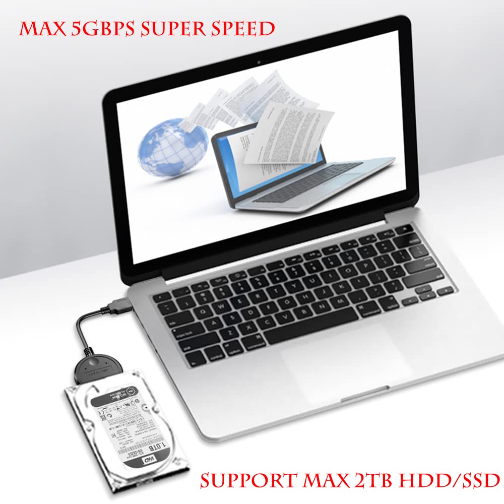 Warmstor SATA to USB 3.0 Adapter Cable, USB 3.0 A to 2.5” SATA III Hard Drive Adapter External Converter for 2.5 Inch 2.5" SATA Hard Drives Disk HDD and Solid State Drives SSD
