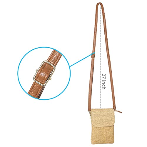 MINICAT Roomy Pockets Series Small Crossbody Bags Cell Phone Purse Wallet for Women(Grass Weaving)