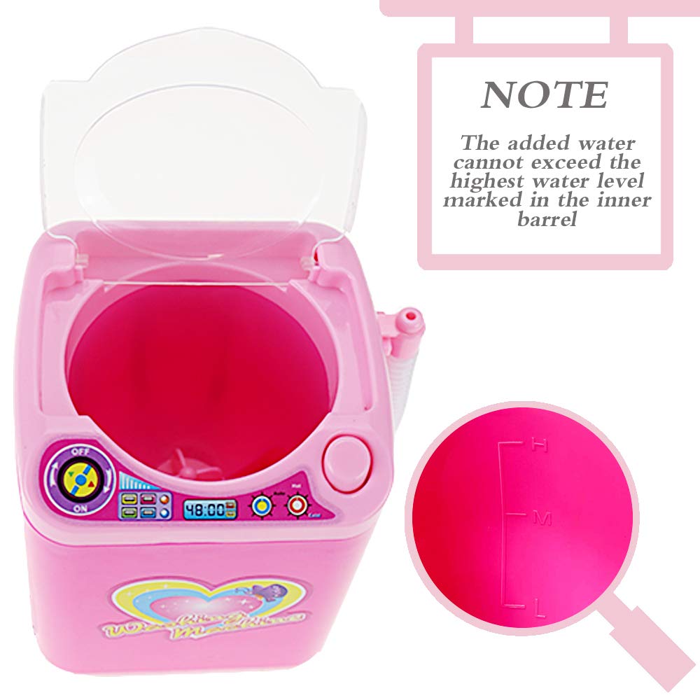 Mini Makeup Brush Cleaner Device Simulation Automatic Cleaning Washing Machine for Sponge and Powder Puff Toy (Pink)