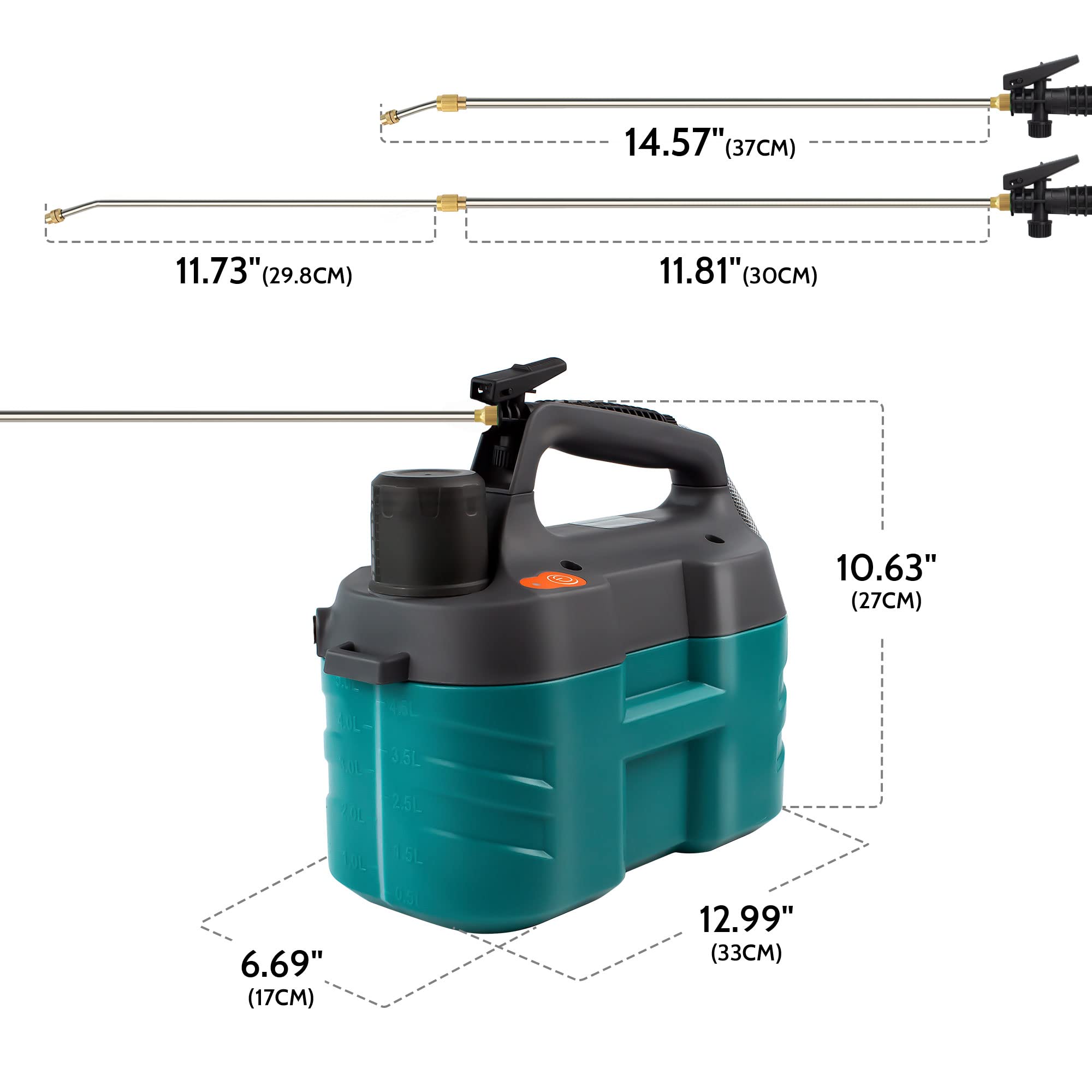 VISOTECH Battery Powered Sprayer, 1.35Gal High Pressure Gardening Sprayer, Powerful Backpack Sprayer with Adjustable Nozzles, Electric Sprayer in Garden and Lawn