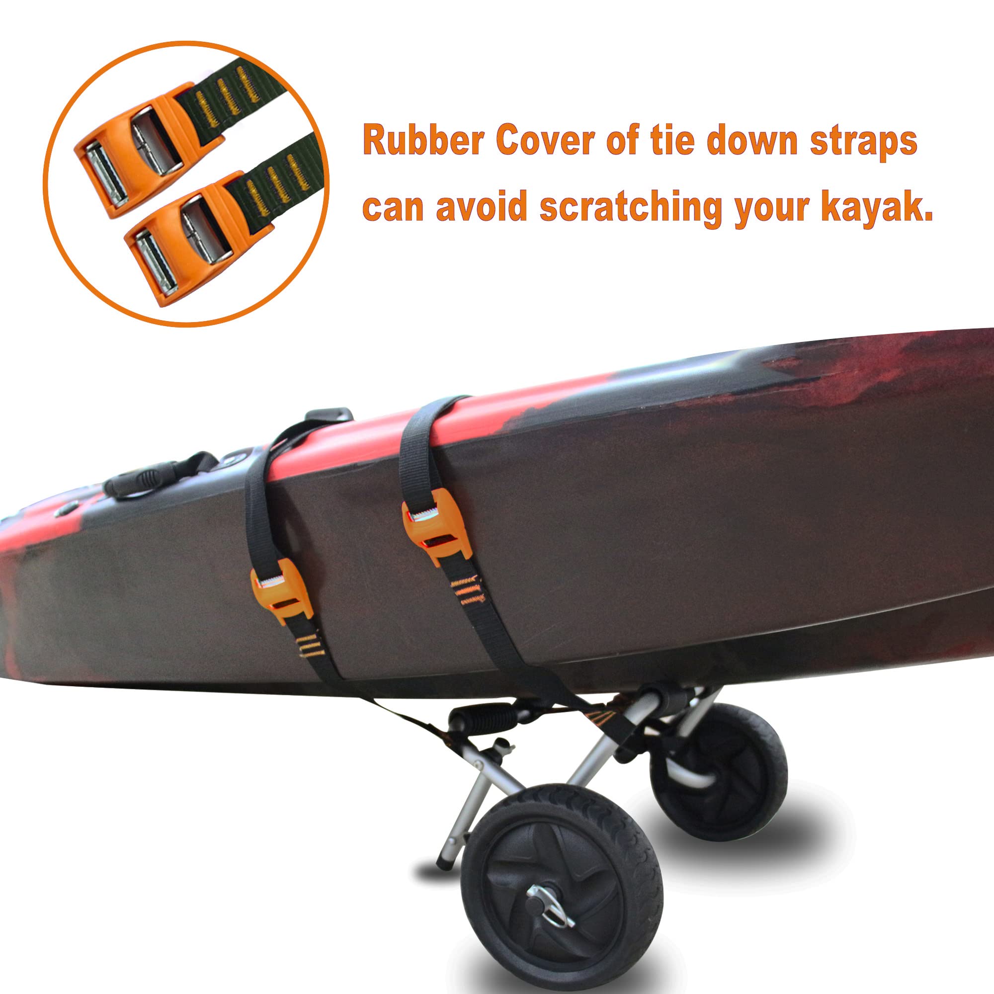 Onefeng Sports 100LBS Kayak Cart Canoe Carrier Trolley for Carrying Kayaks,Canoes,Paddleboards with Plastic Wheels