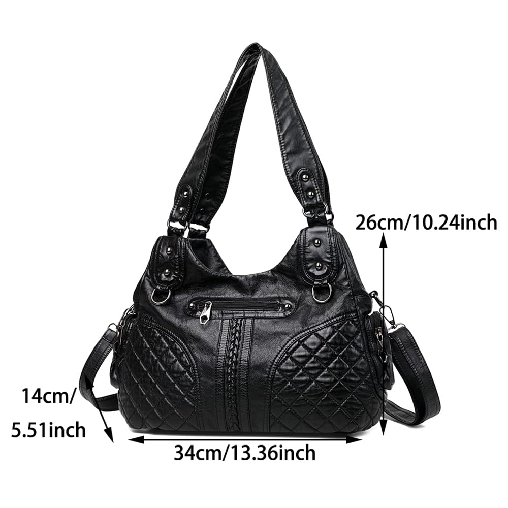 Sfly Women Satchel Shoulder Bag Washed Synthetic Leather Handbag Retro Soft Leather Tote Bag Ladies Hobo bag