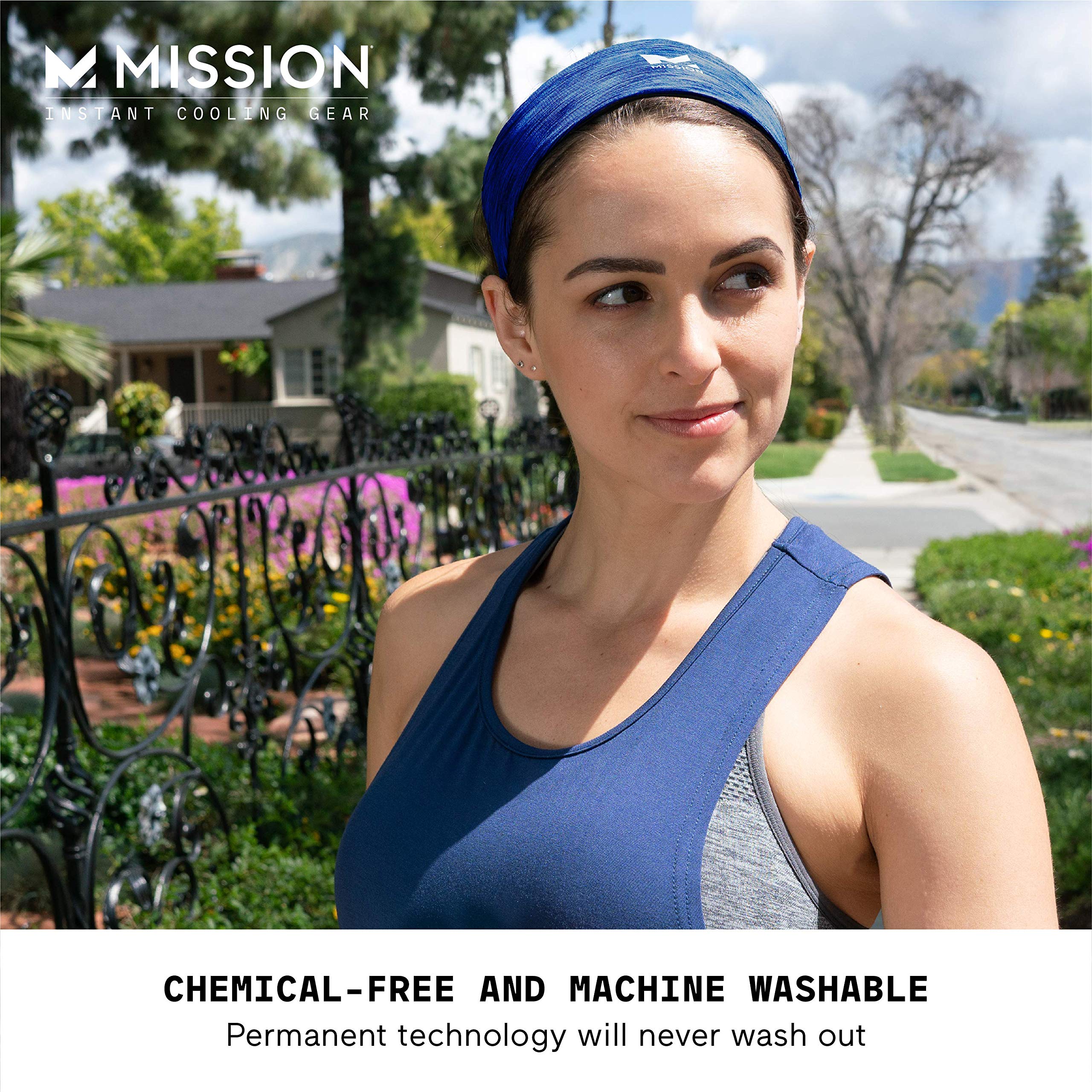 Mission Cooling Lockdown Headband- Cools when Wet, Adjustable- Royal Space Dye