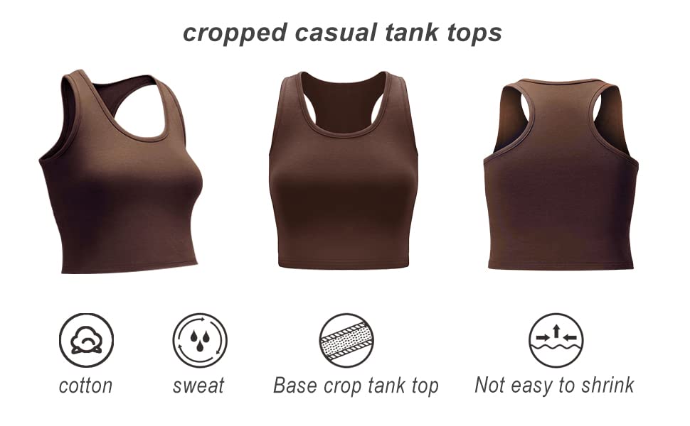 SlimPro 4 Pieces Basic Crop Tank Tops Sleeveless Racerback Workout Crop Top Sport Tank Top for Women Daily Wearing