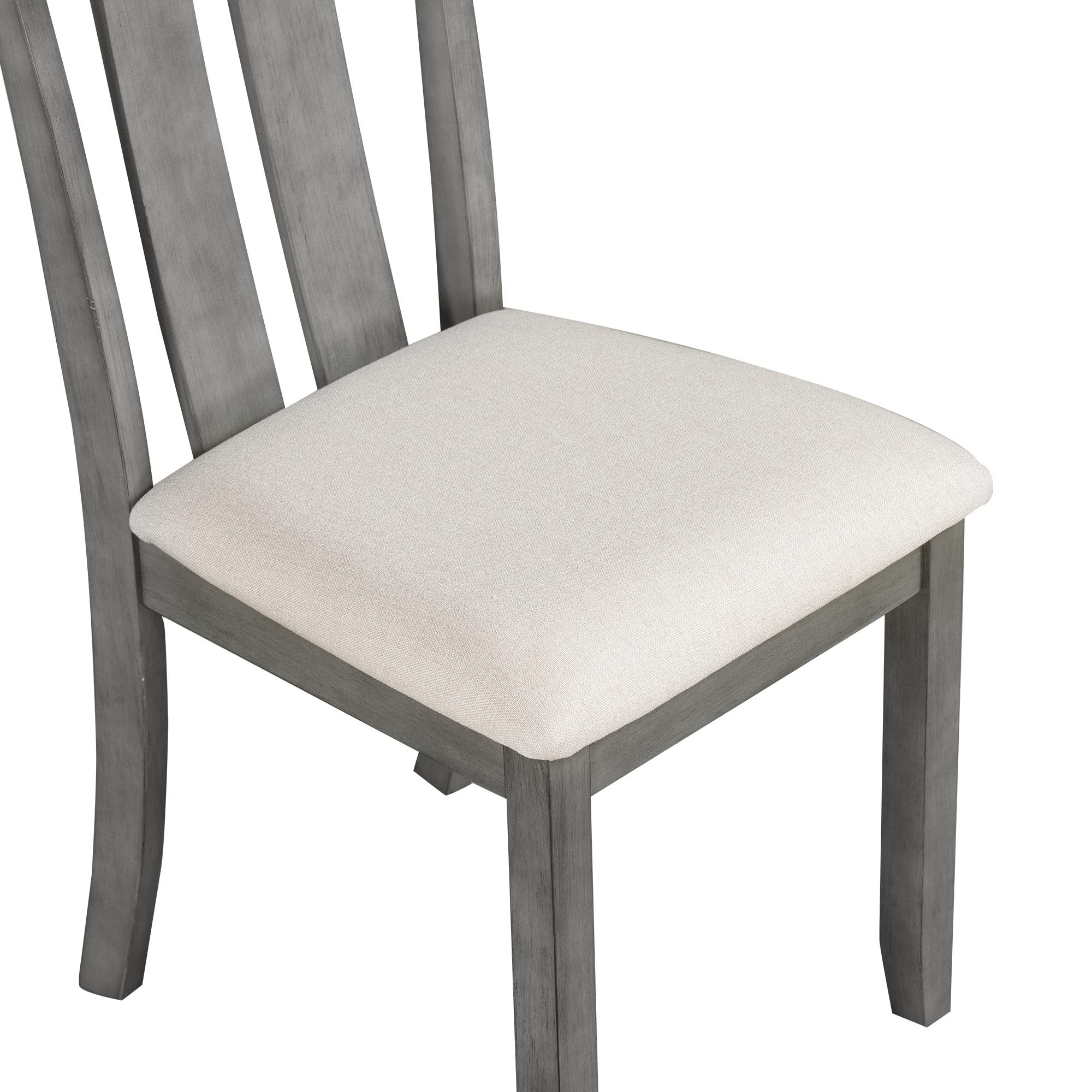 Merax Dining Chairs Set of 4, Fabric Padded Dining Chairs with Seat Cushions and Curved Back, Dining Chairs with Solid Wood Legs for Dining Room, Living Room, Bedroom (Gray)