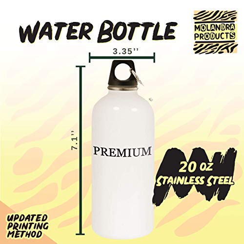 Molandra Products US-C-07-20-02-015600-04-30-19-20 - 20oz Hashtag Stainless Steel White Water Bottle with Carabiner, White
