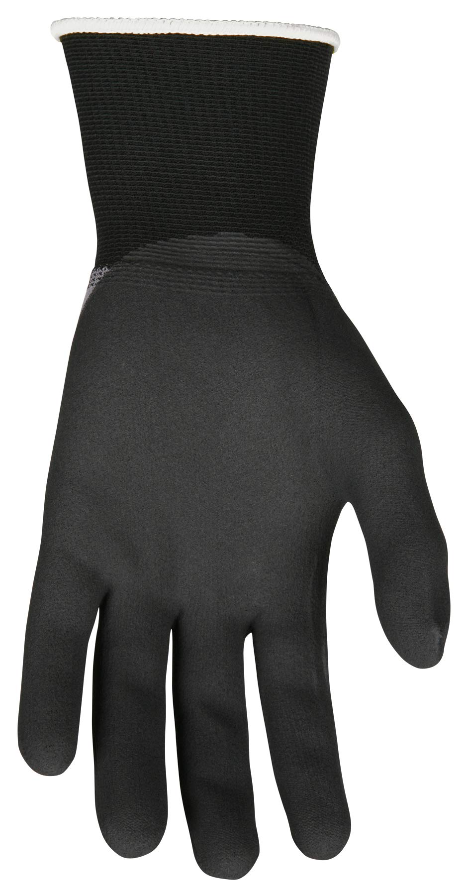 MCR Safety Gloves N96793L Ninja BNF Work Gloves 15 Gauge Nylon/Spandex Shell with NFT Coated Over the Knuckle Palm, Large,Black