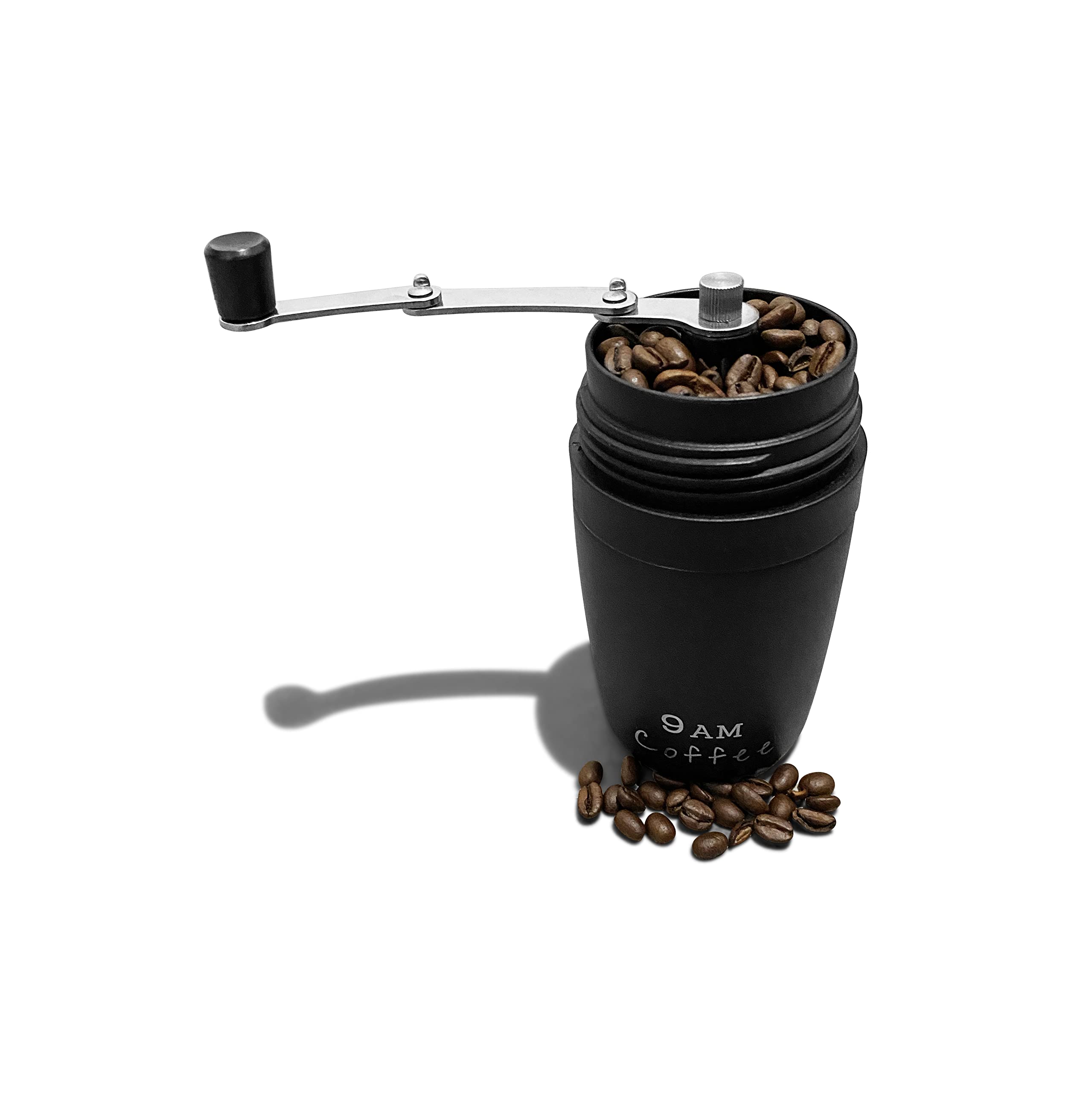 Manual coffee grinder with a built-in HOT BREW stainless-steel filter, and TWO cups - all in one innovative product | Durable & Great for travelers