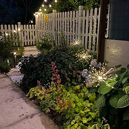 Yard Decor, 2 Pack Solar Lights Outdoor Waterproof Garden Lights IP65 2 Lighting Modes Solar Firework Lights for Garden Patio Yard Pathway Parties Christmas Porch Farmhouse Decor,Warm White