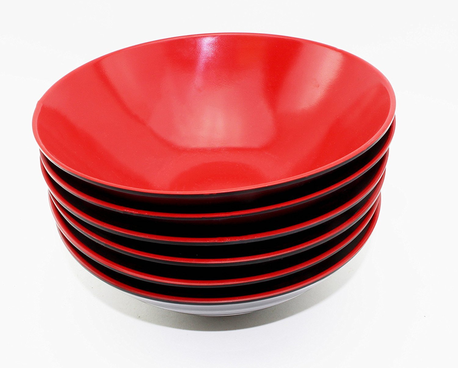 Set of 6 Japanese Ramen Noodle Bowls ~Made of Melamine, Red & Black Noodle Bowl, Udon Noodle Rice Bowl, Vietnamese Pho Recipe, Menudo Snacks, Popcorn Serving Dishes (B11895)~ We Pay Your Sales Tax